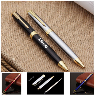 China Custom Logo Print Metal Ballpoint Pen With Chrome Trim supplier