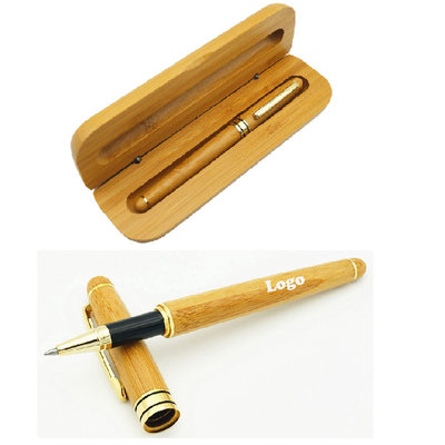 China Custom Logo Imprint Luxury Bamboo Ballpoint Gift Pen With Case supplier